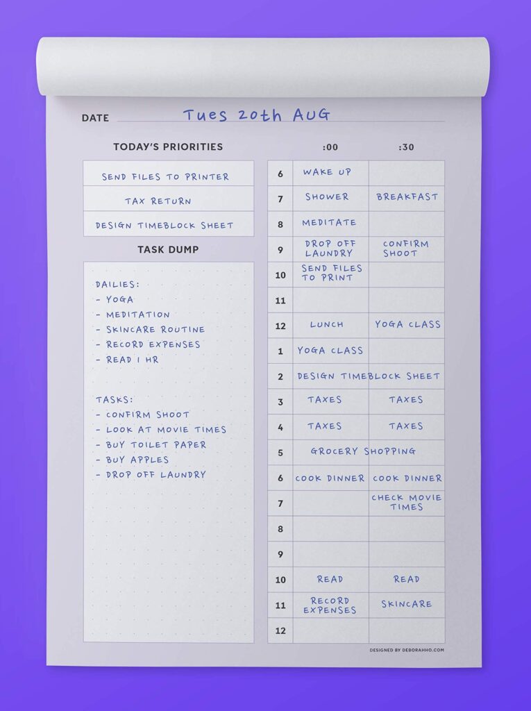 Time Management Daily Time block Planner w/To-Do List, Notepad & Diary ...